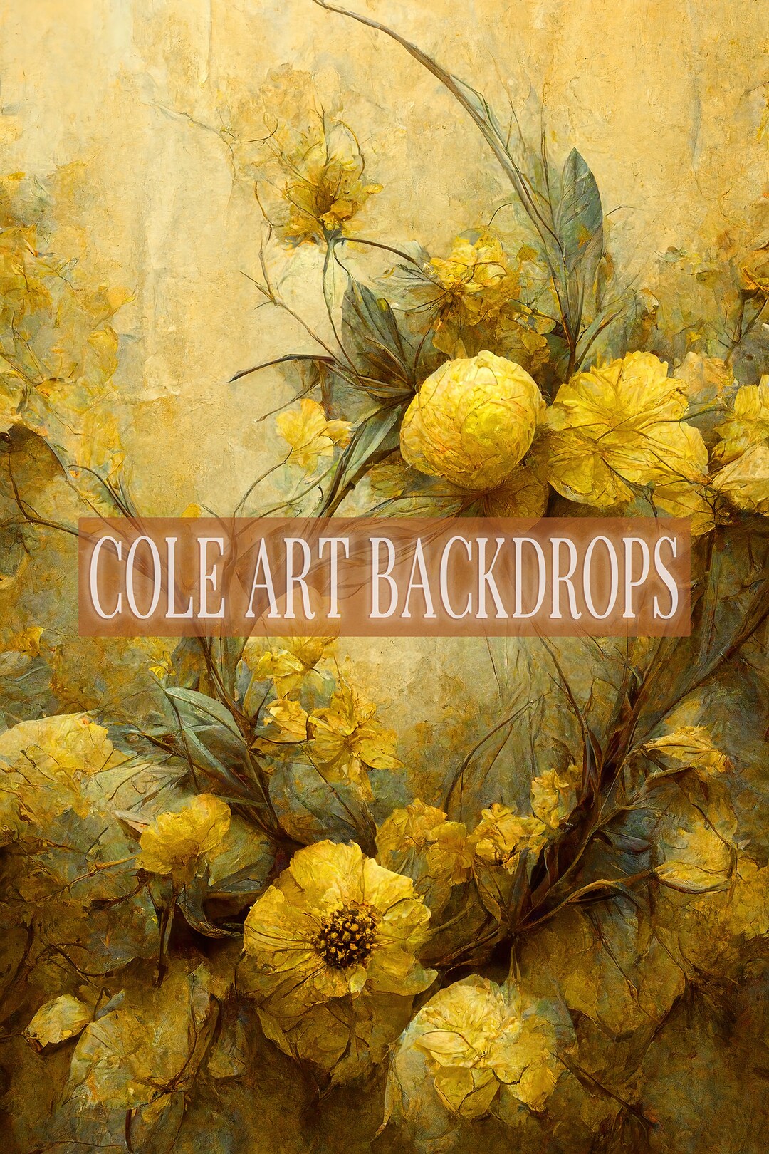 Yellow Floral Set 4 Printed Backdrop, Fabric Backdrops, Printed Sweep ...