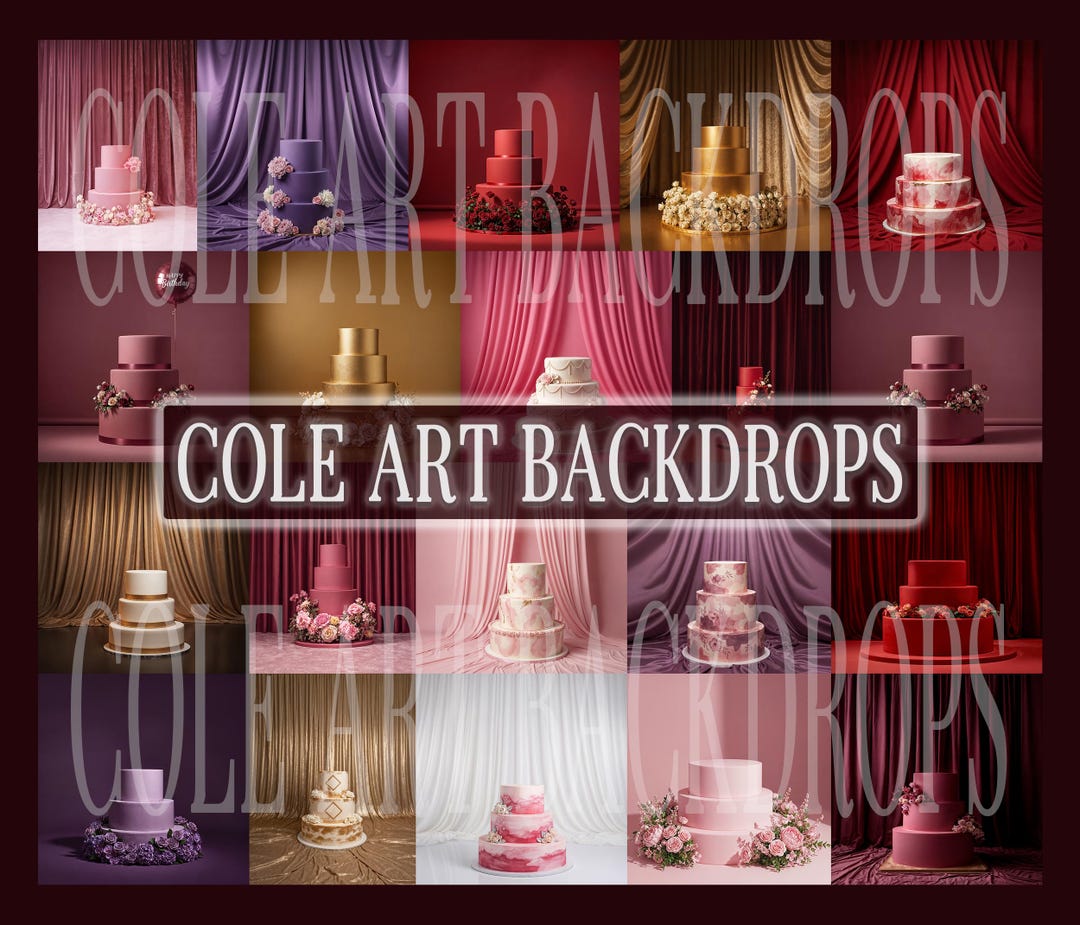 Cake Topper Set Digital Backdrops, Birthday Backdrops, Digital ...