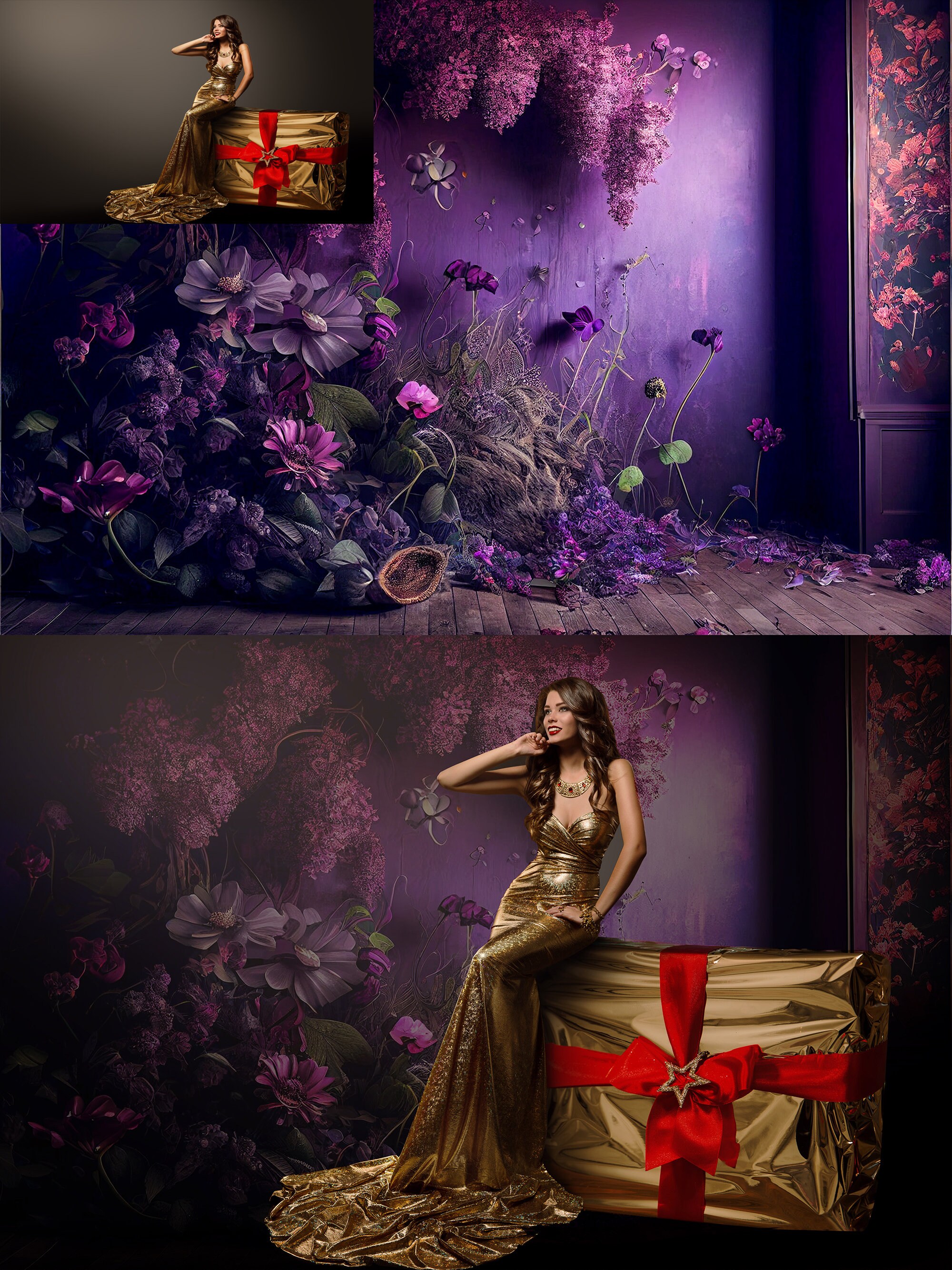 Lush Purple Floral Art Digital Backdrops Maternity Backdrop - Etsy