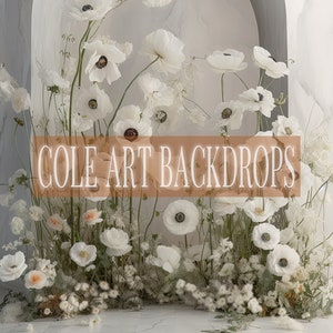White Arched Poppy 1 Printed Backdrop, Fabric Backdrops, Printed Sweep ...