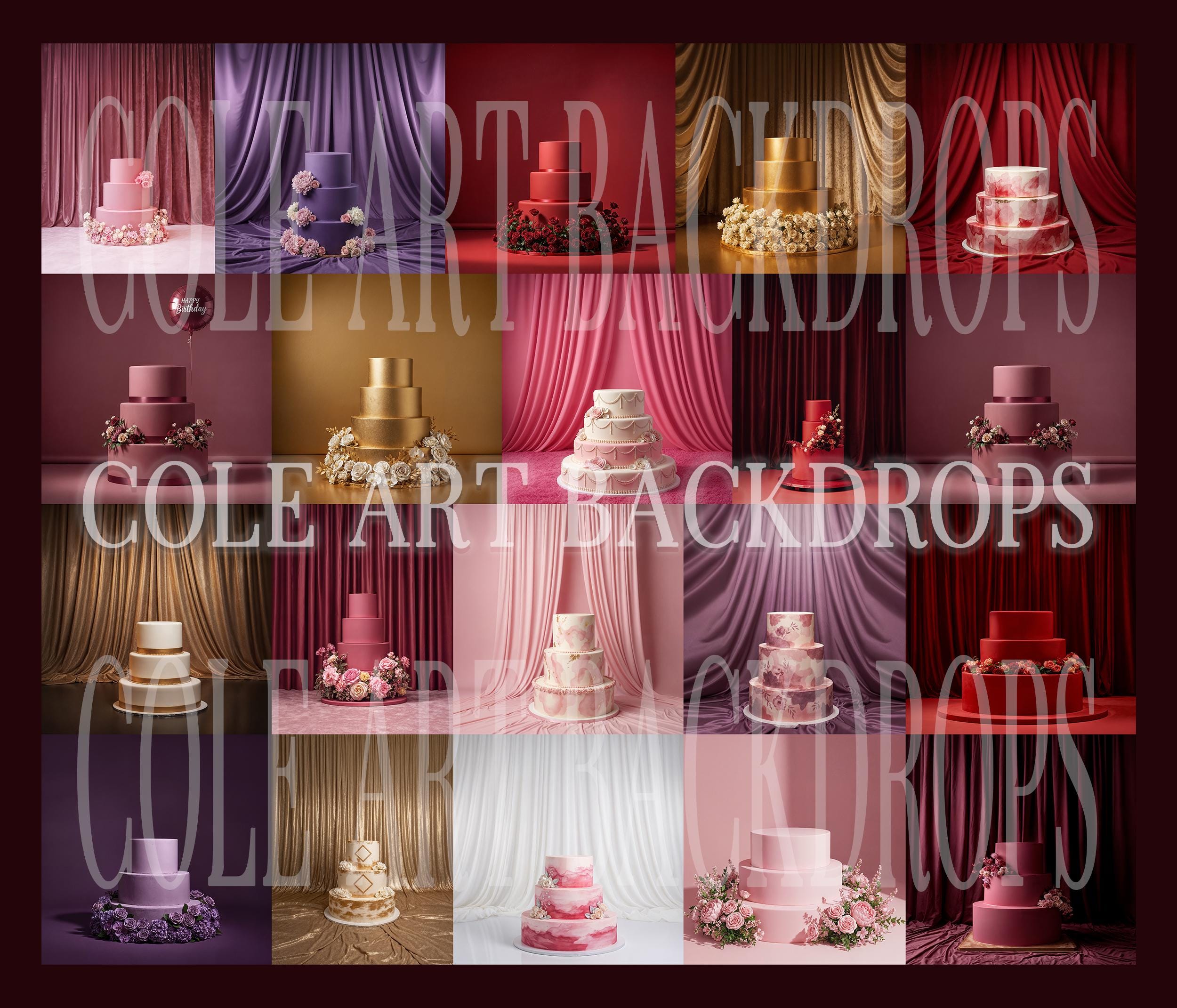 Cake Topper Set Digital Backdrops, Birthday Backdrops, Digital ...