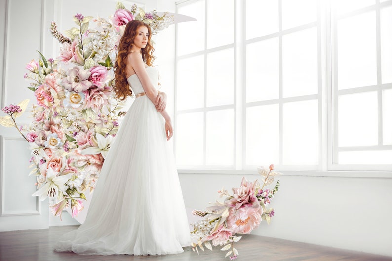 Pink Floral Crescent Moon Overlay, Maternity Backdrop Overlays, Studio ...