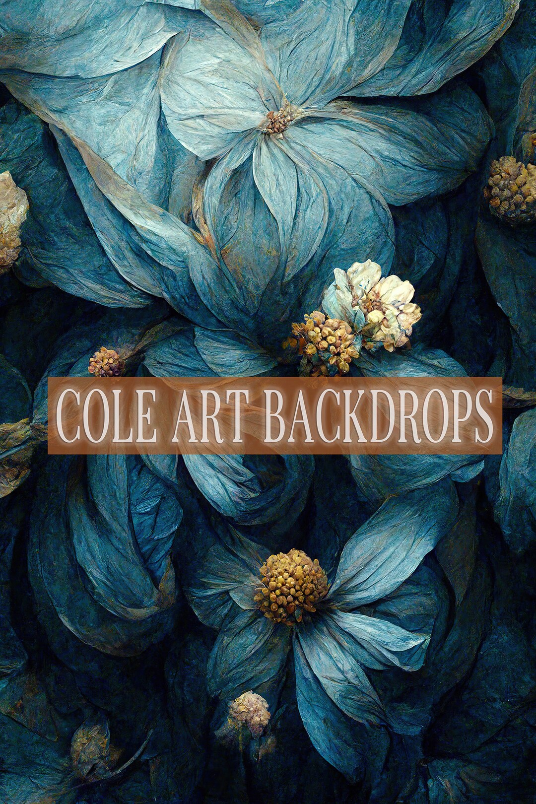 Blue Floral Set 2 Printed Backdrop, Fabric Backdrops, Printed Sweep ...