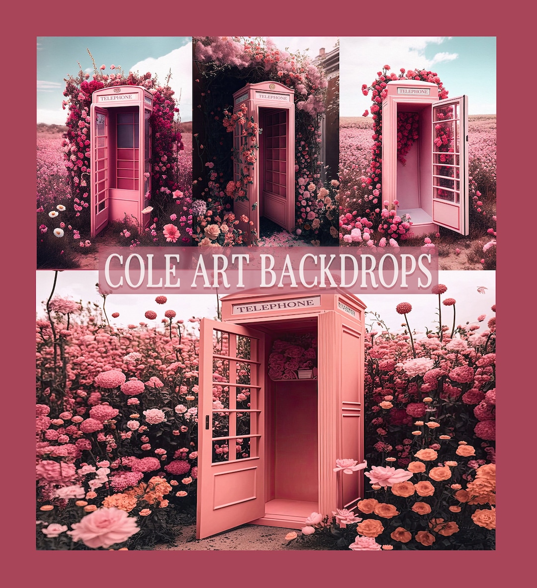 Pink Phonebooth Digital Backdrops, Maternity Backdrop Overlays, Studio ...