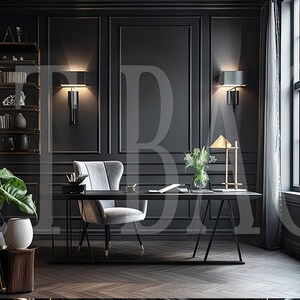 Black Panel Wall Chic Office Set Digital Backdrops, Maternity Backdrop ...