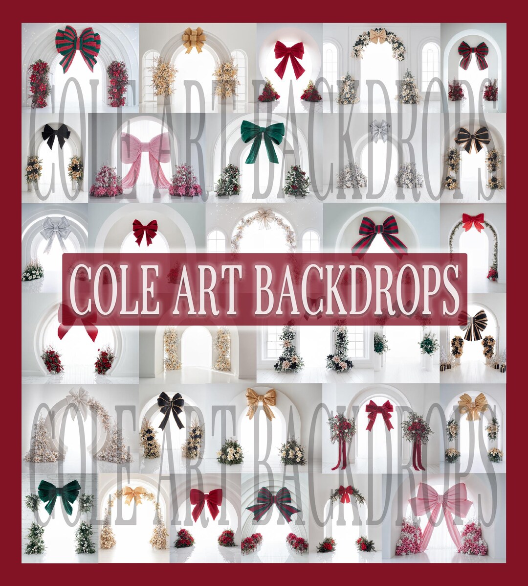Backlit Christmas Bows Set Digital Backdrops, Maternity Backdrops ...