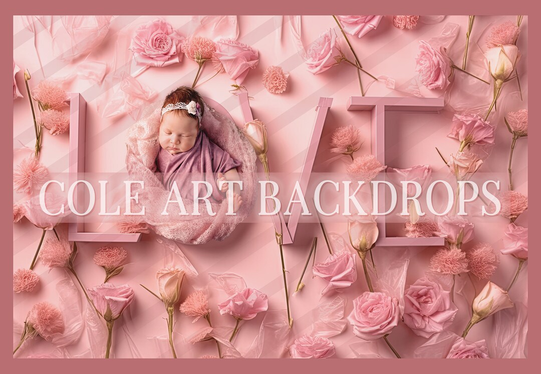 Pink Baby Love Newborn Digital Backdrops, Backdrop Overlays, Studio ...