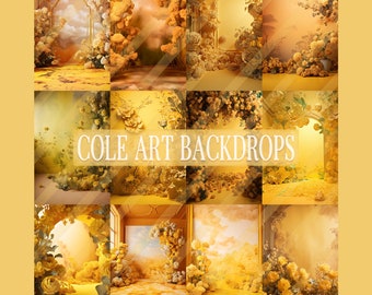 15 Mellow Yellow Digital Backdrops, Maternity Backdrop Overlays, Studio ...