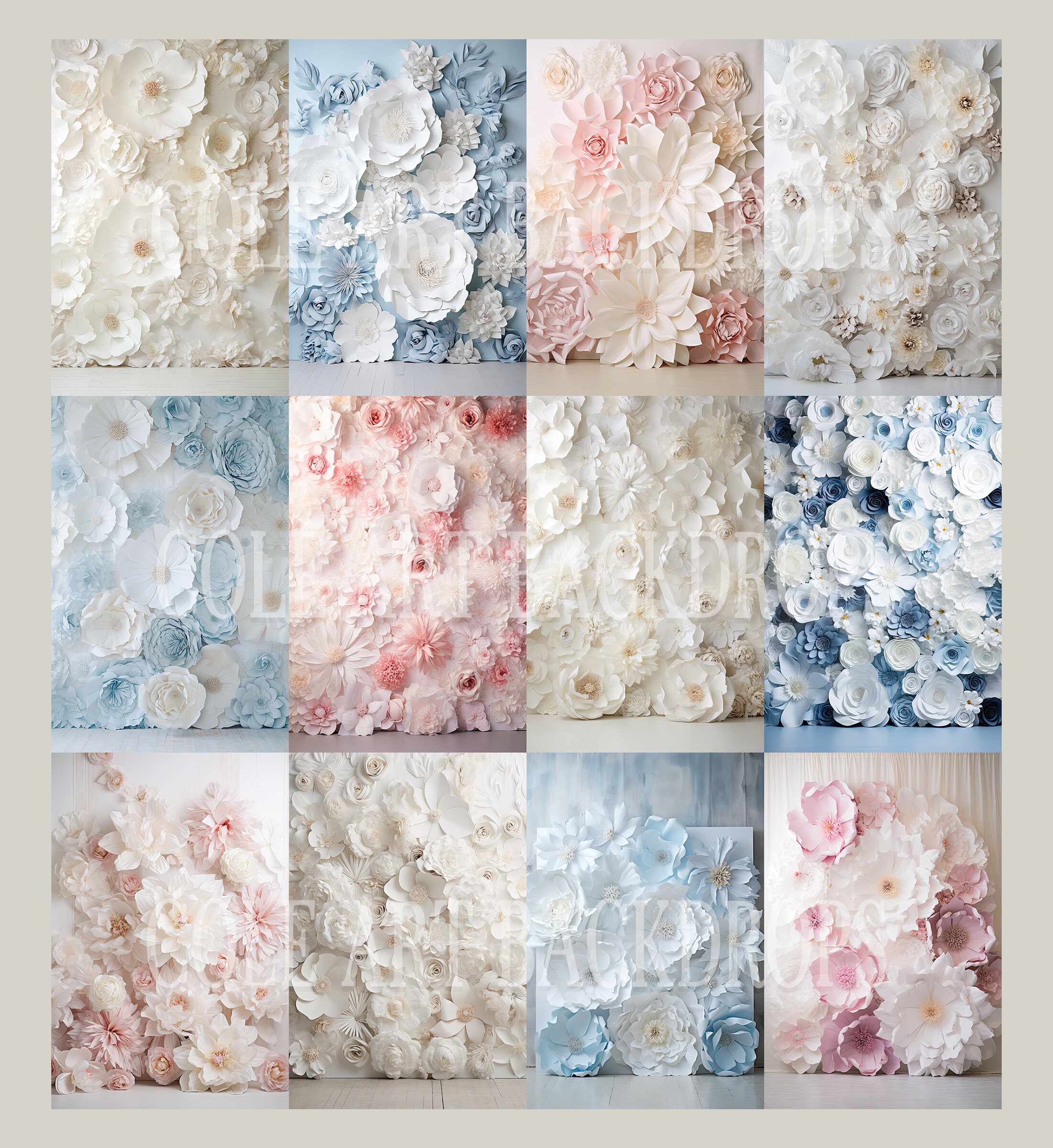 Floral Wall Set Digital Backdrops, Maternity Backdrop Overlays, Studio ...