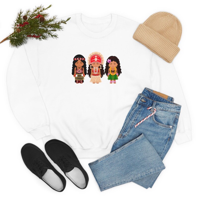 Polynesian Friends Trio Crewneck Sweatshirt, Maori Tahitian Hawaiian ...