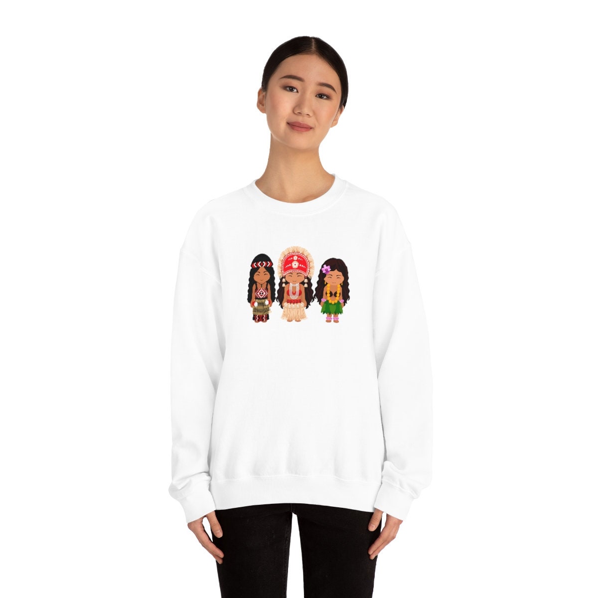 Polynesian Friends Trio Crewneck Sweatshirt, Maori Tahitian Hawaiian ...