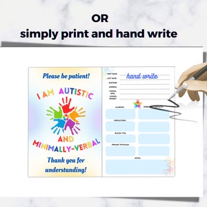 Rainbow Handprints Autism Sign, I Am Autistic and Minimally Verbal ...