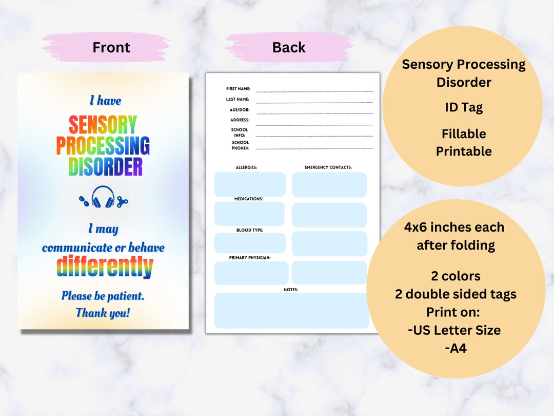 Sensory Processing Disorder, Medical Alert ID, Autism Acceptance ...
