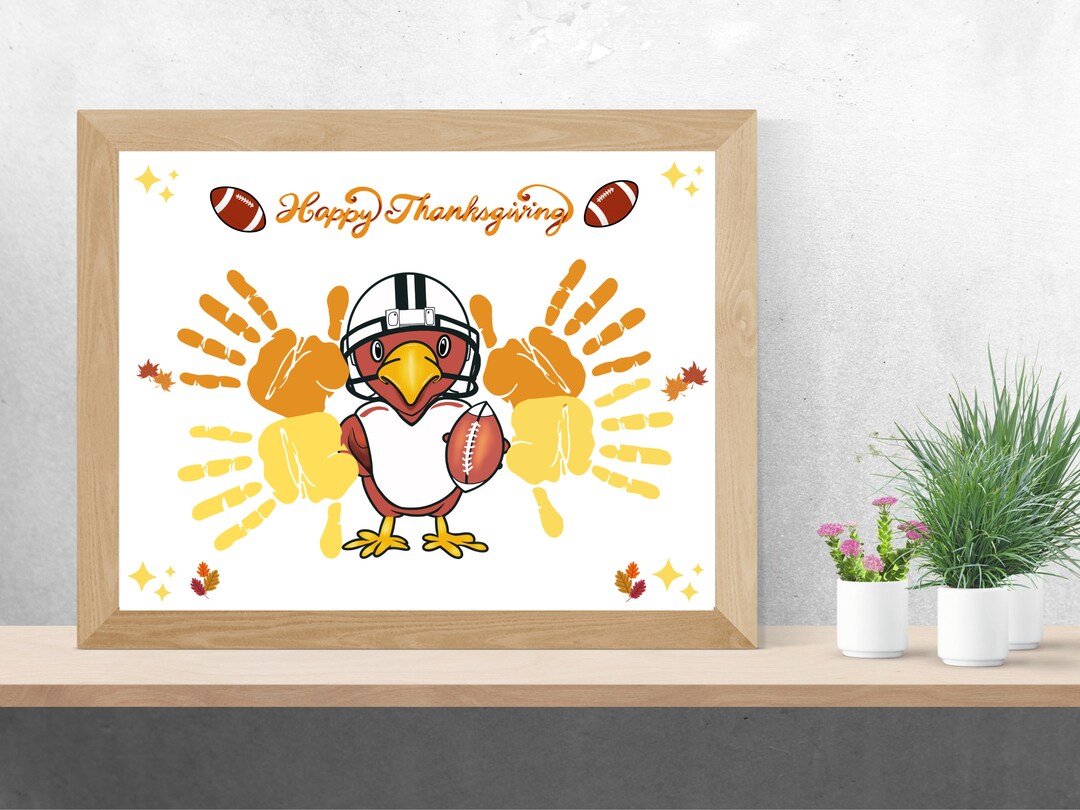 Turkey Handprint Craft Football Handprint Art Happy - Etsy