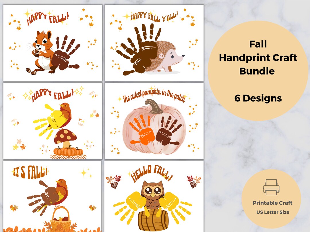 Fall Handprint Art Bundle, Fall Handprint Craft, Printable, Autumn ...