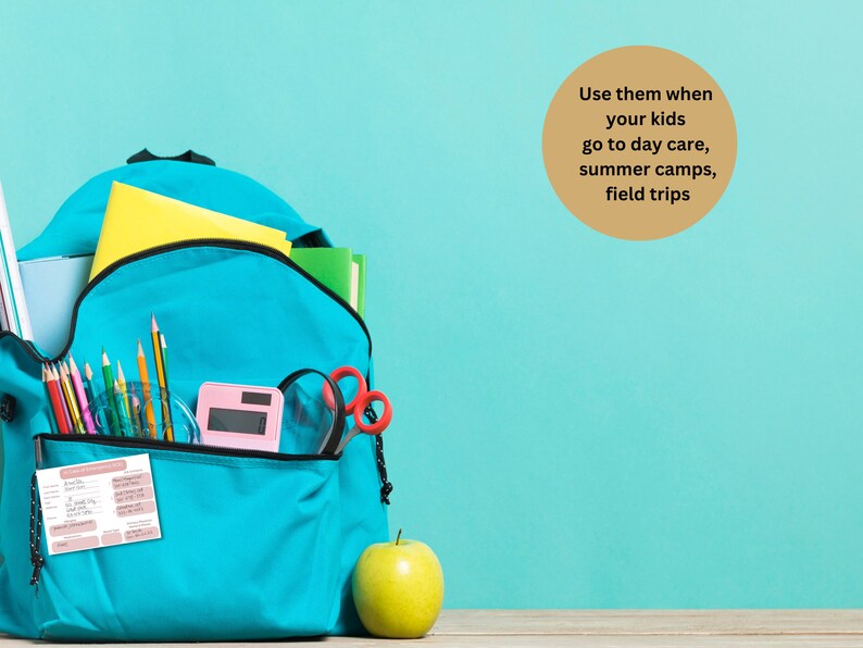 Kids Emergency Card, Printable, in Case of Emergency Backpack Note ...