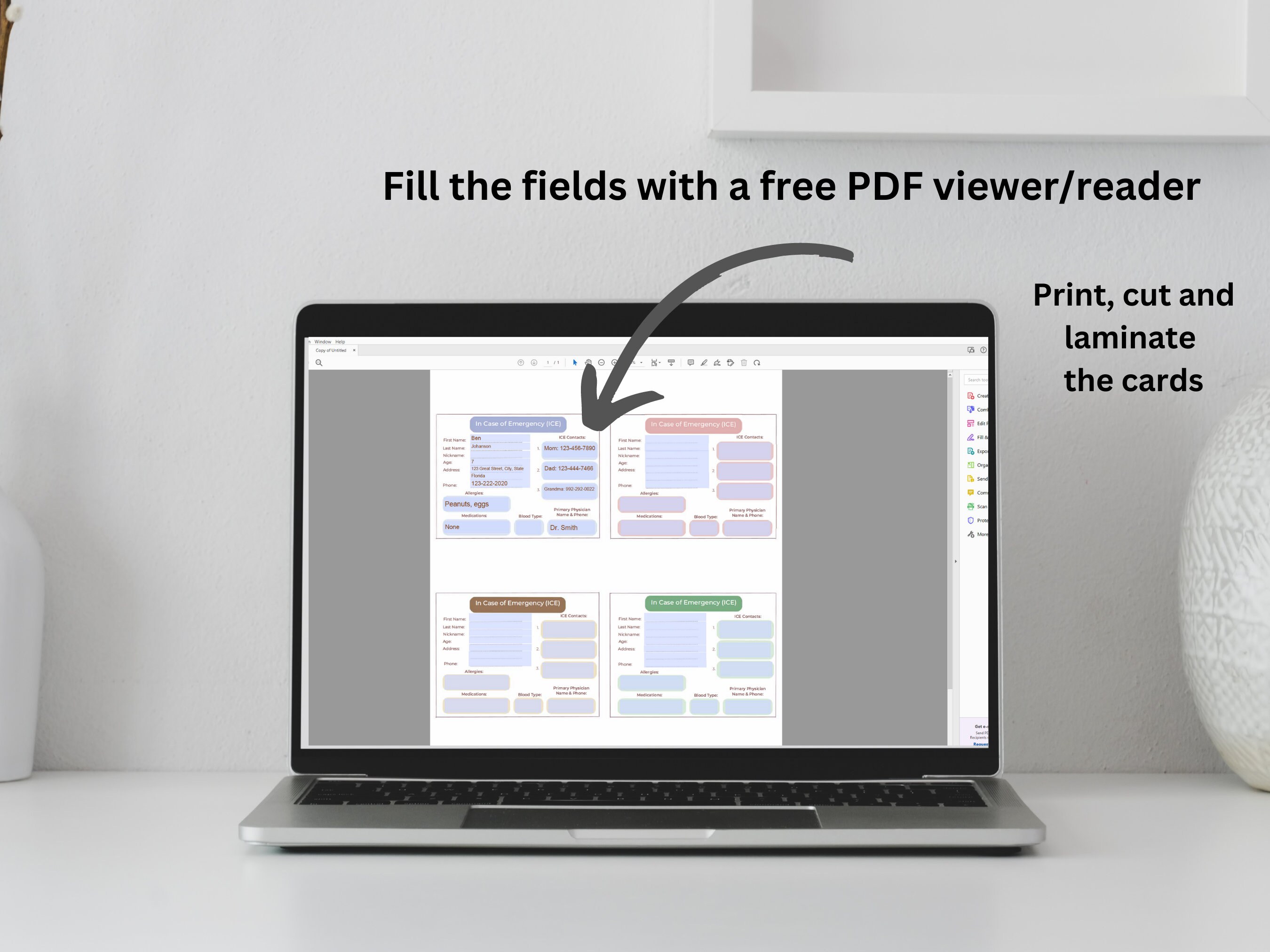 Kids Emergency Card, Fillable, Printable, in Case of Emergency Backpack ...