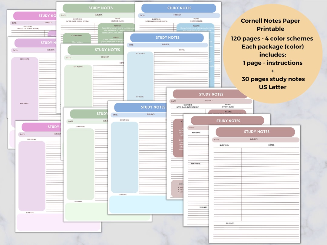 Cornell Notes Printable, Study Notes, Cornell Method, Student Planner ...