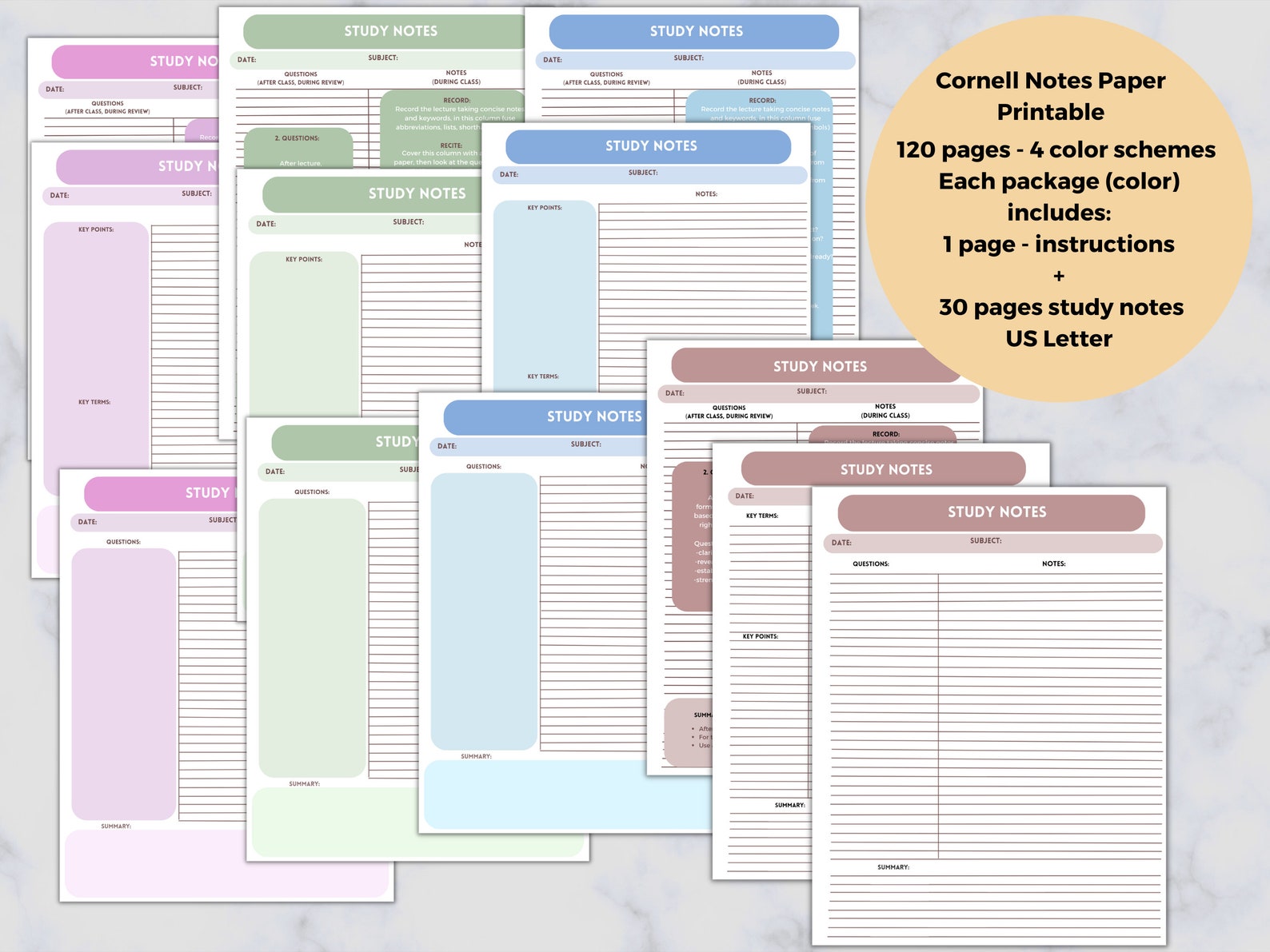 Cornell Notes Printable, Study Notes, Cornell Method, Student Planner ...