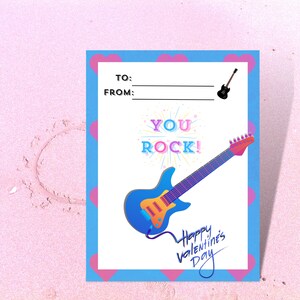 Guitar Valentine Card for Kids, You Rock, Printable Valentines ...