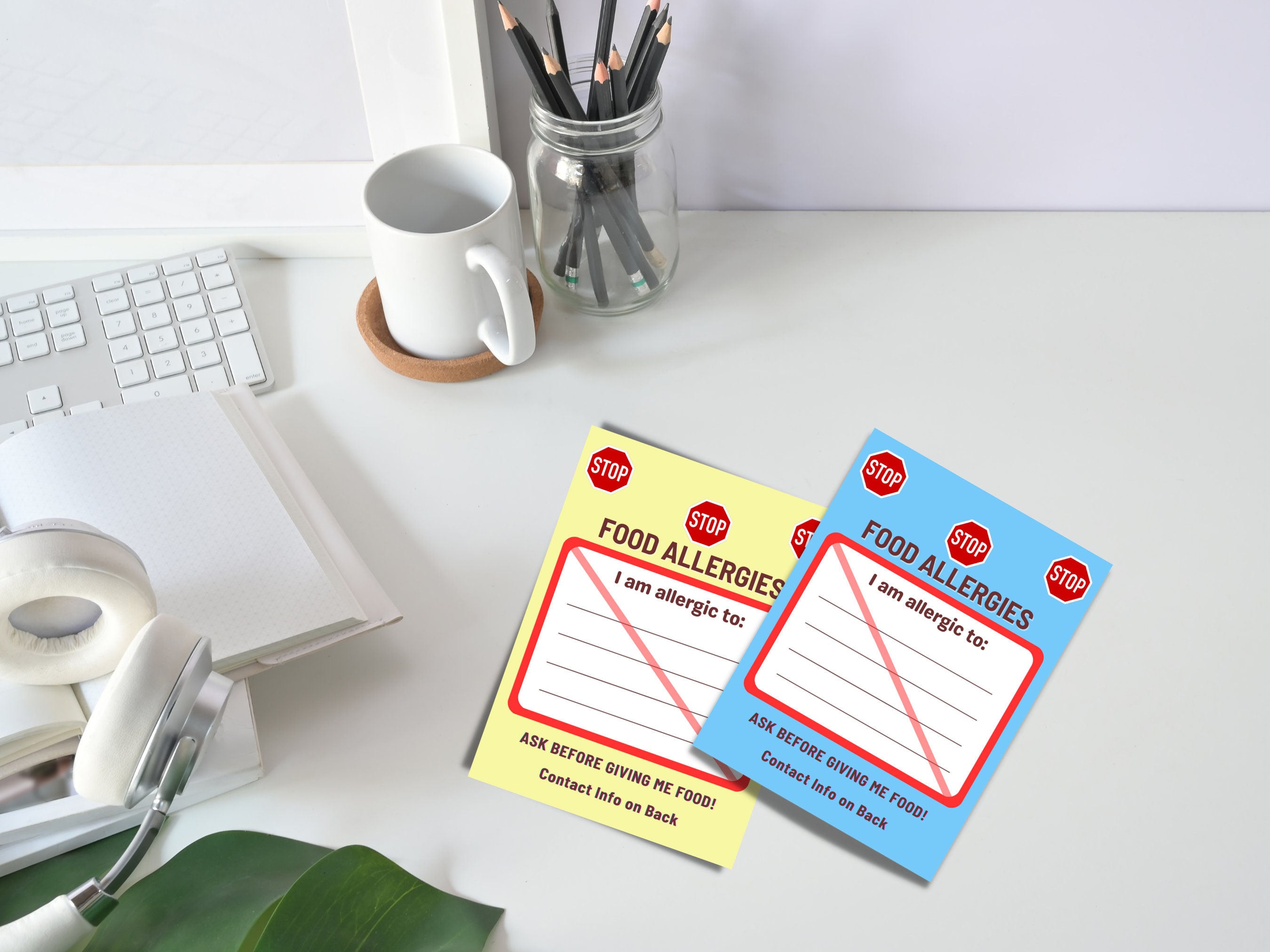 Allergy Sign, Food Allergy Card, Kids Backpack Tag, Fillable ...