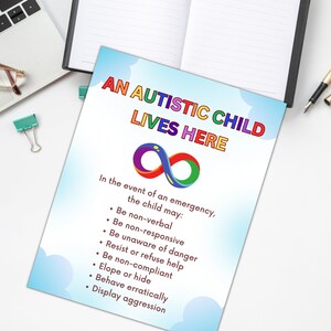 Autism Awareness, Printable, Autism Warning, in Case of Emergency ...