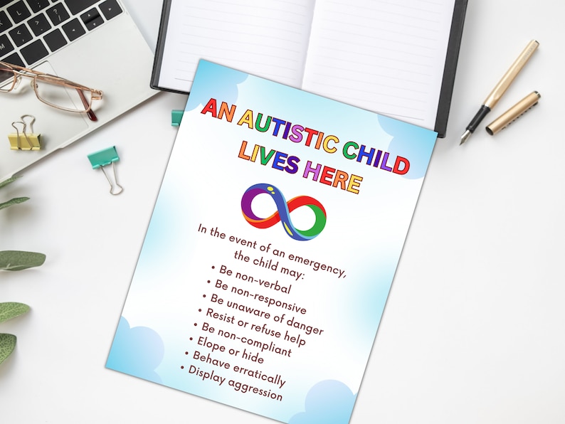 Autism Awareness, Printable, Autism Warning, in Case of Emergency ...