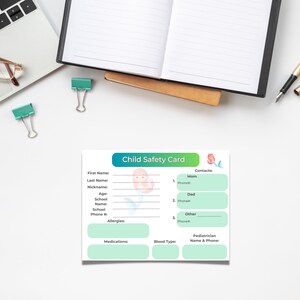 Mermaid Child Safety Card, Printable, Child Safety Backpack Note ...