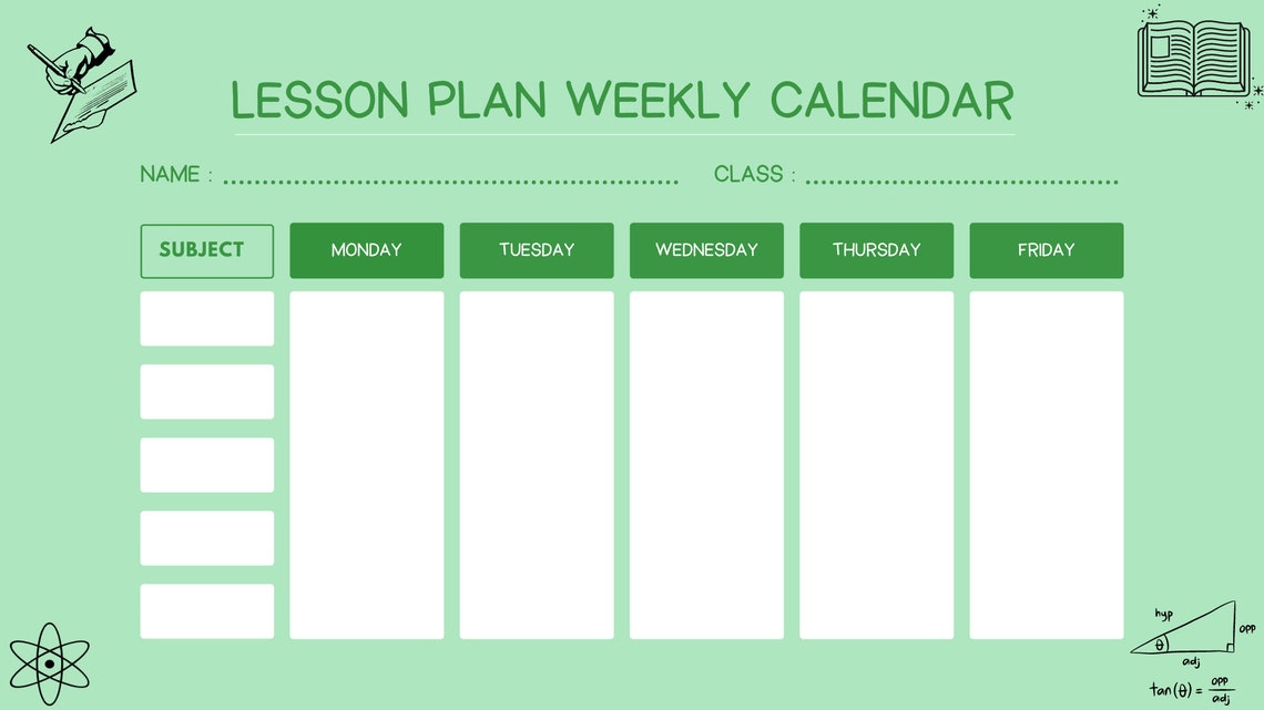 Printable Weekly Lesson Plan Weekly School Schedule - Etsy
