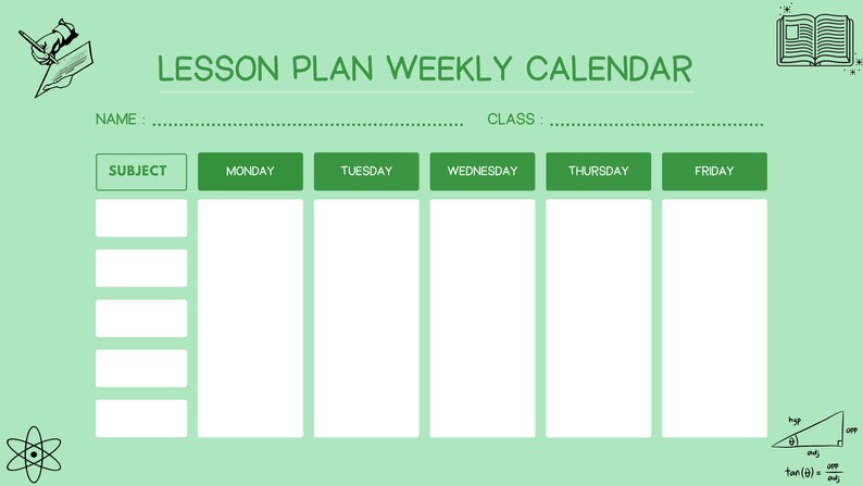 Printable Weekly Lesson Plan Weekly School Schedule - Etsy