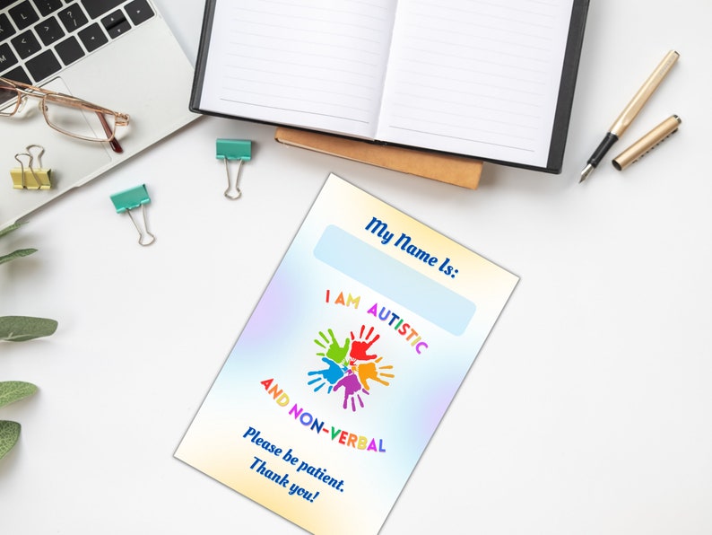 Rainbow Handprint Autistic and Non-verbal, My Name is Autistic Sign ...