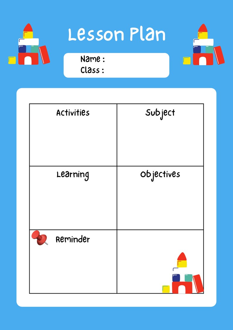 Printable Lesson Plan Template Preschool Lesson Tracker - Etsy