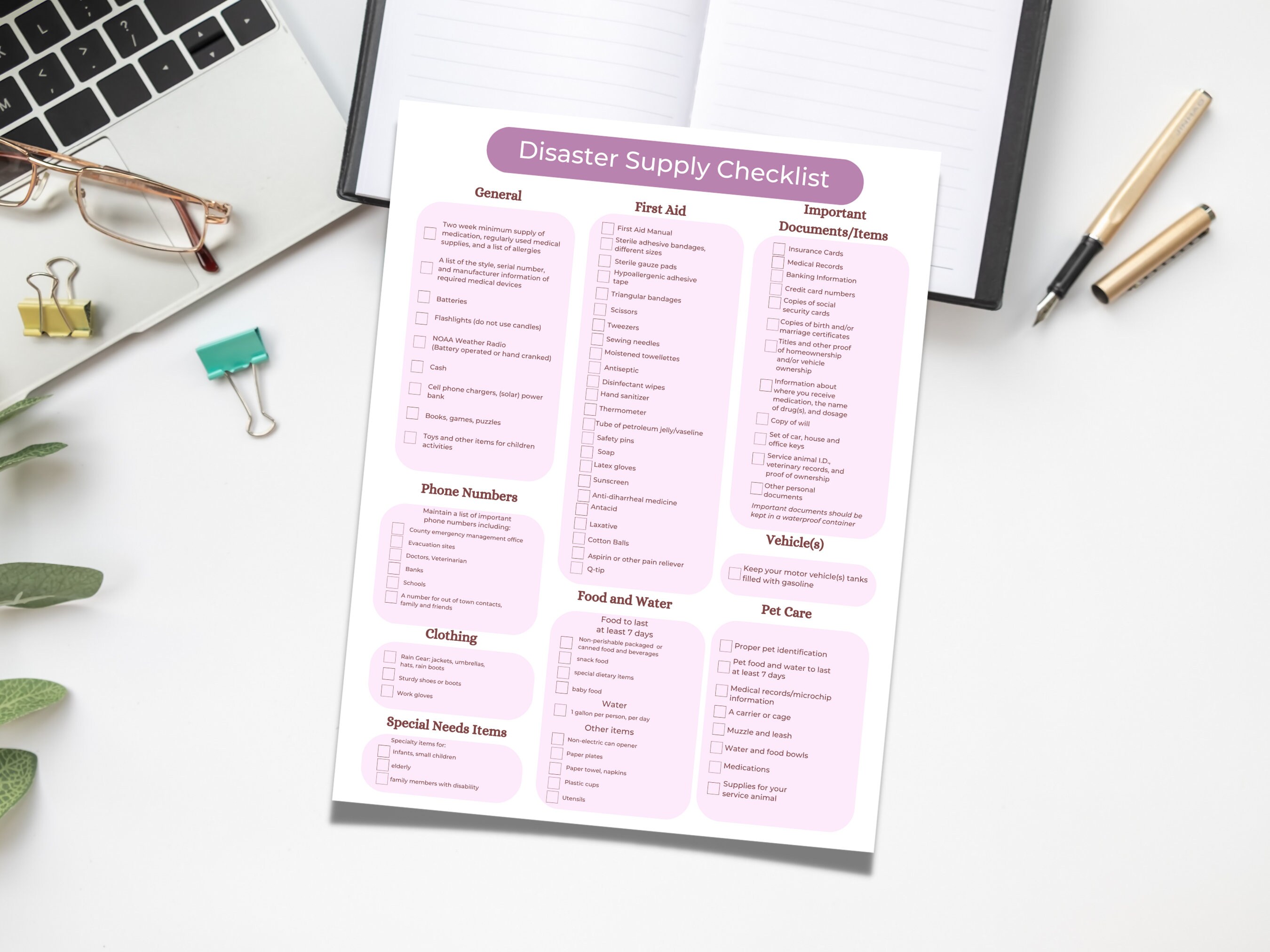 Disaster Preparedness Checklist, Hurricane Prep Checklist, Emergency ...