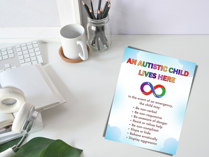 Autism Awareness, Printable, Autism Warning, in Case of Emergency ...