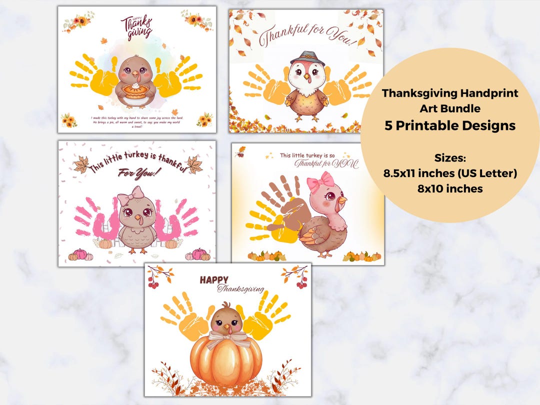 Thanksgiving Turkey Handprint Art | Kids Printable Craft (PDF) - Etsy