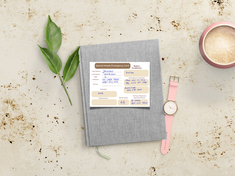 Special Needs Kids Emergency Card, Printable, in Case of Emergency ...