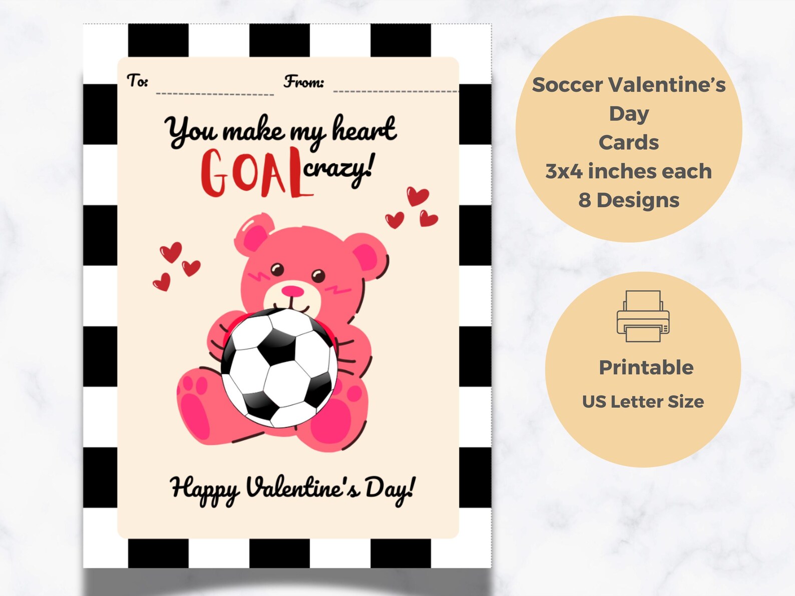 Soccer Valentines for Kids | Sports Valentine Cards | Classroom ...