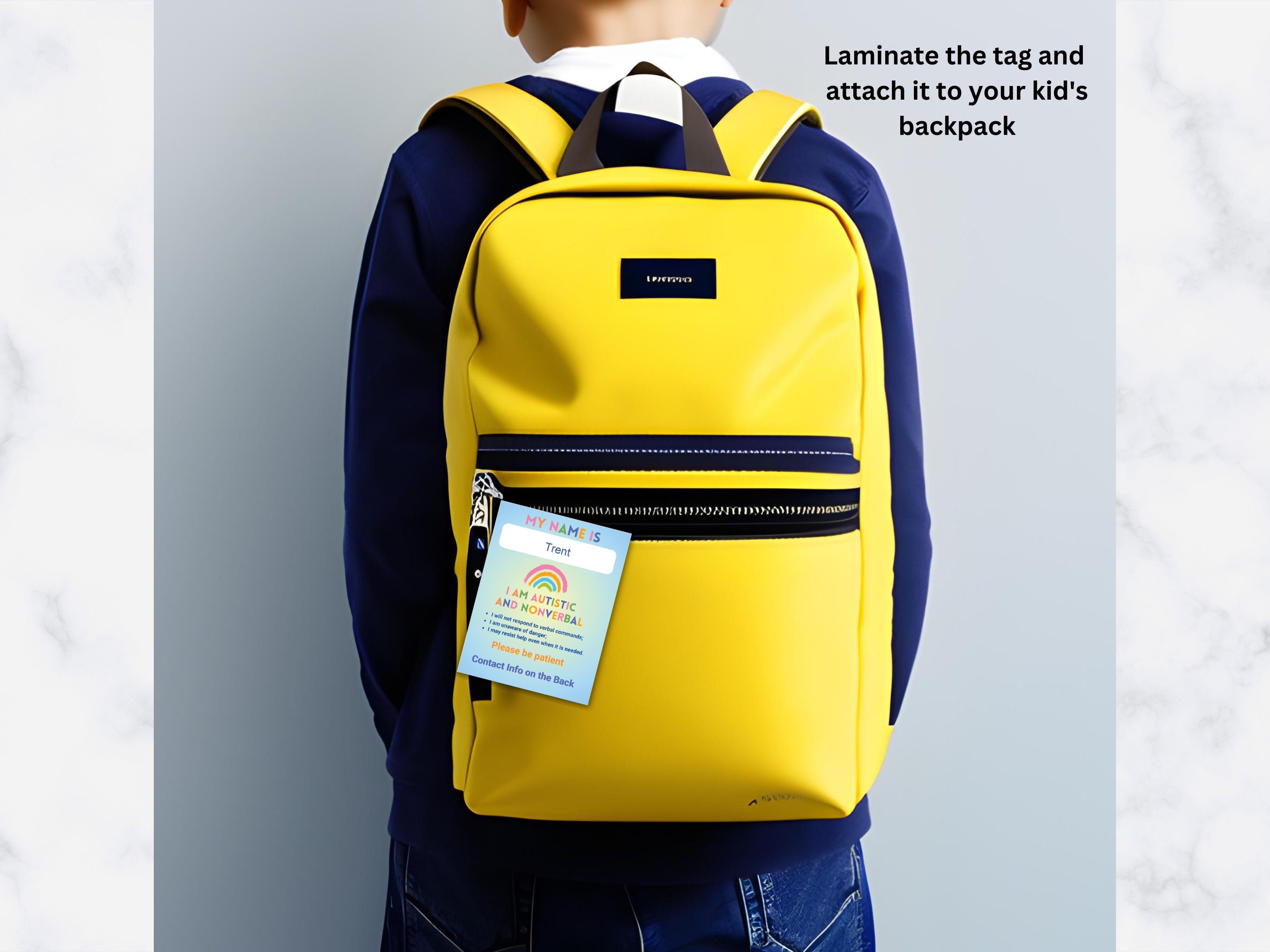 Autistic and Nonverbal Tag, Autism Emergency ID, Autism Printable ...