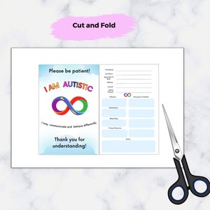 Autism Card, Printable, Autism Emergency ID, I Am Autistic Sign, Safety ...