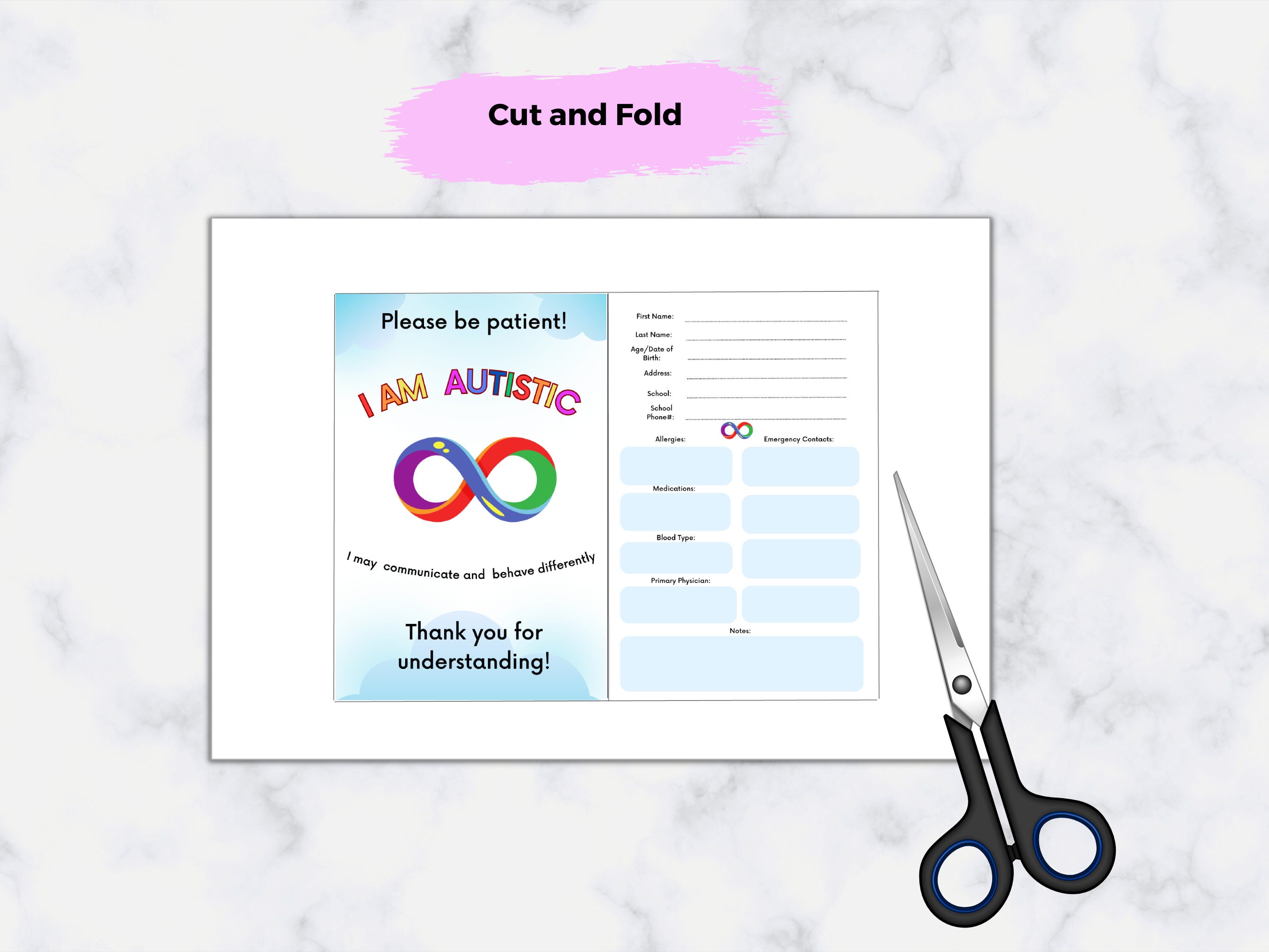 Autism Card, Printable, Autism Emergency ID, I Am Autistic Sign, Safety ...