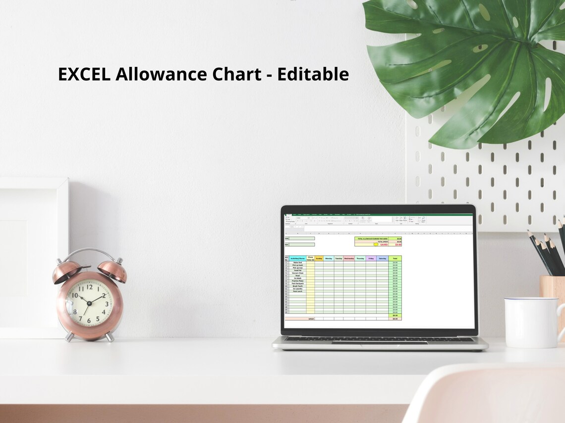 EXCEL Allowance Chart Kids Chore Chart Kids Activity Tracker - Etsy