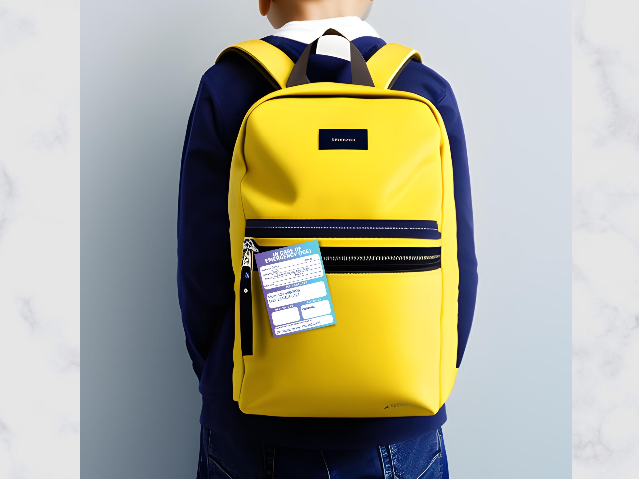 Emergency Information Card, in Case of Emergency Backpack Note, Kids ...