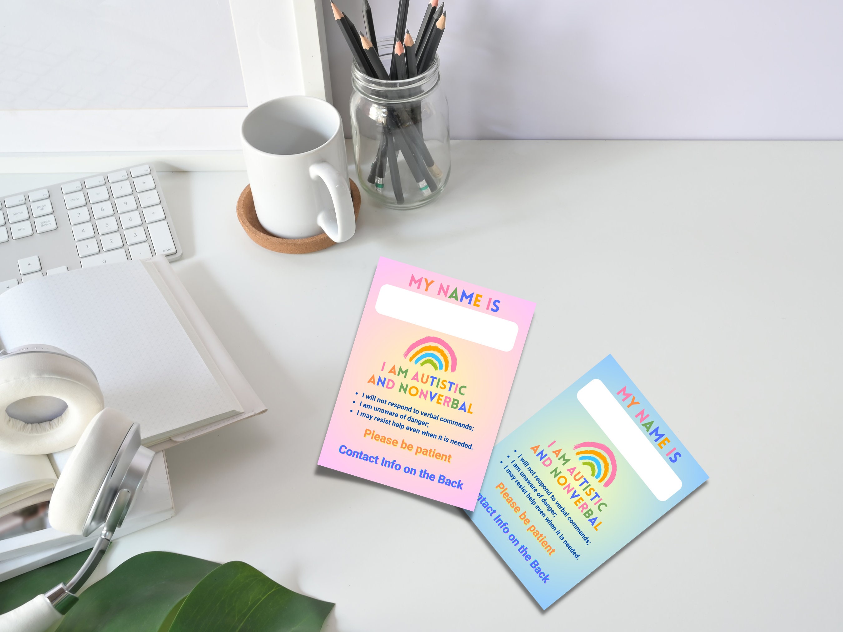 Autistic and Nonverbal Tag, Autism Emergency ID, Autism Printable ...