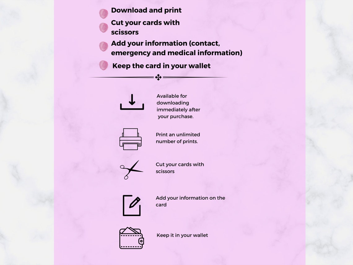 Emergency Card, Printable, in Case of Emergency, Wallet Emergency Card ...