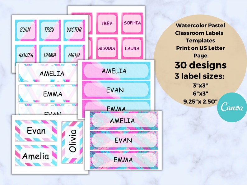 Editable Watercolor Classroom Labels, Student Name Tag, Drawer Labels ...