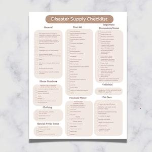 Disaster Preparedness Checklist, Hurricane Prep Checklist, Emergency List, Printable, US Letter ...