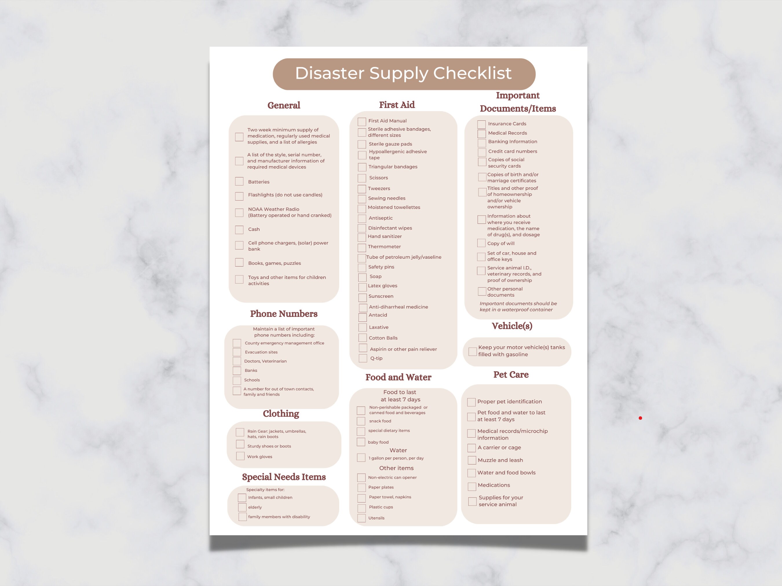 Disaster Preparedness Checklist, Hurricane Prep Checklist, Emergency ...