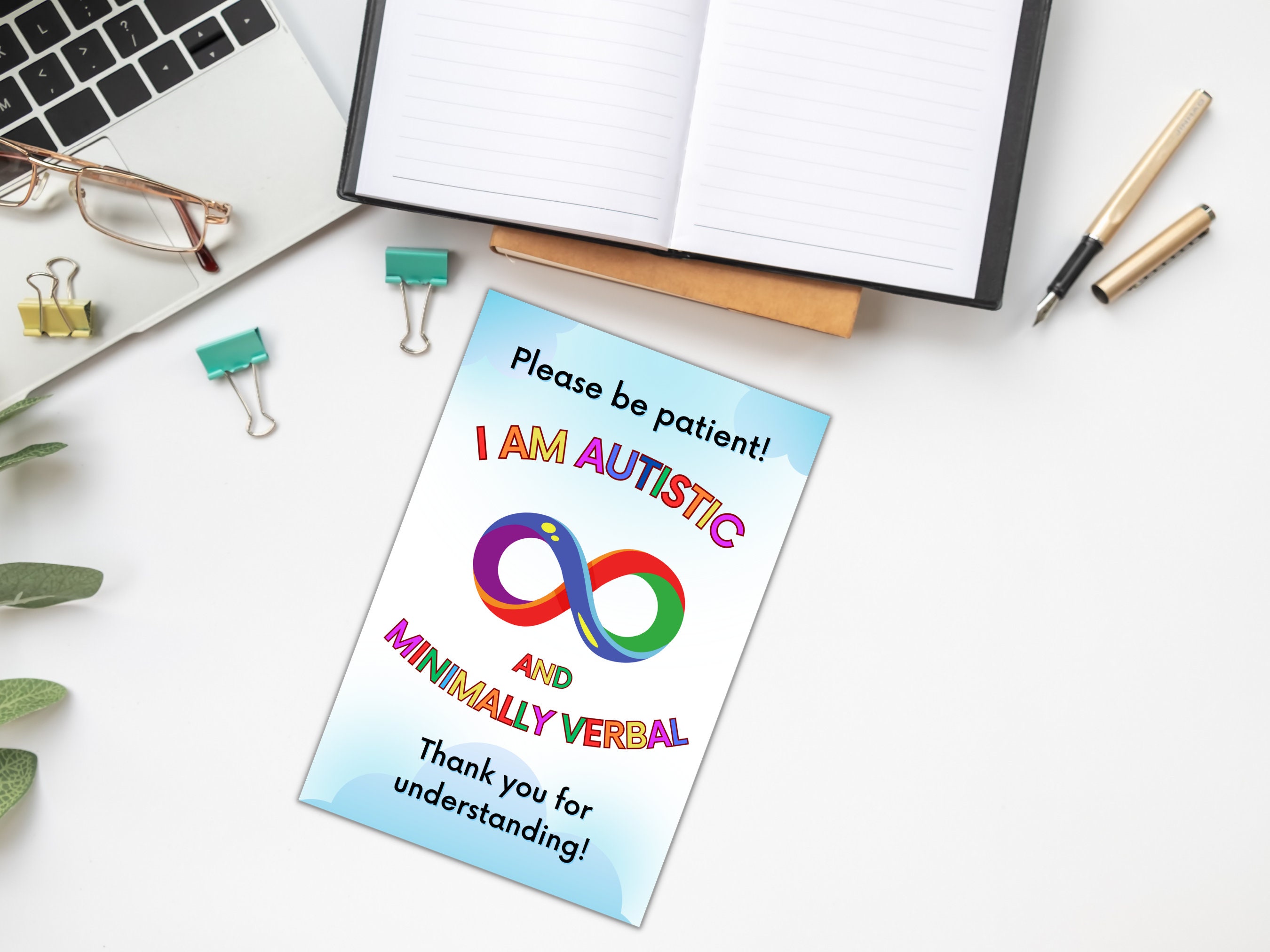 Autistic and Minimally Verbal, Fillable, Rainbow Editable Sign ...