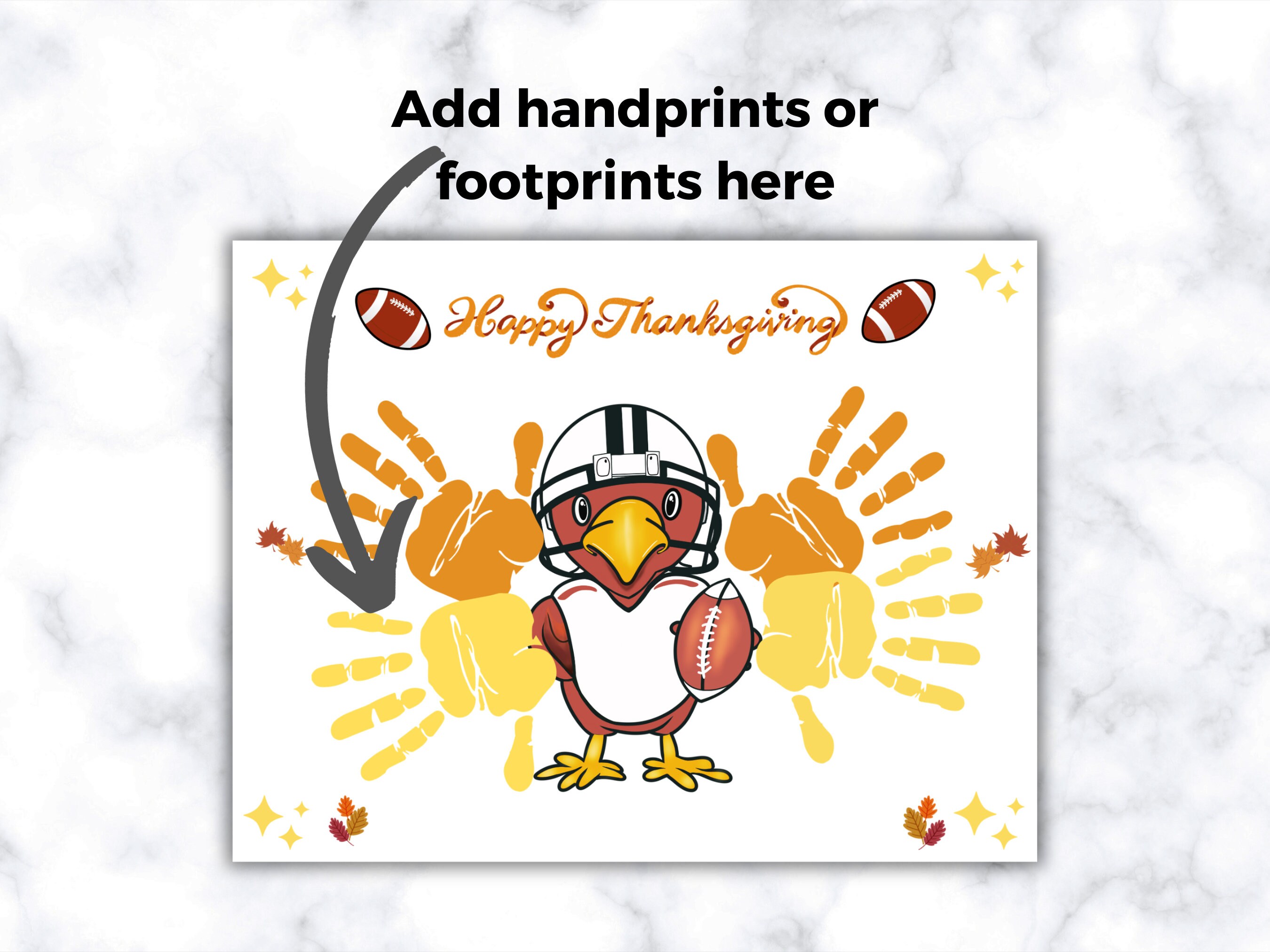 Turkey Handprint Craft Football Handprint Art Happy - Etsy