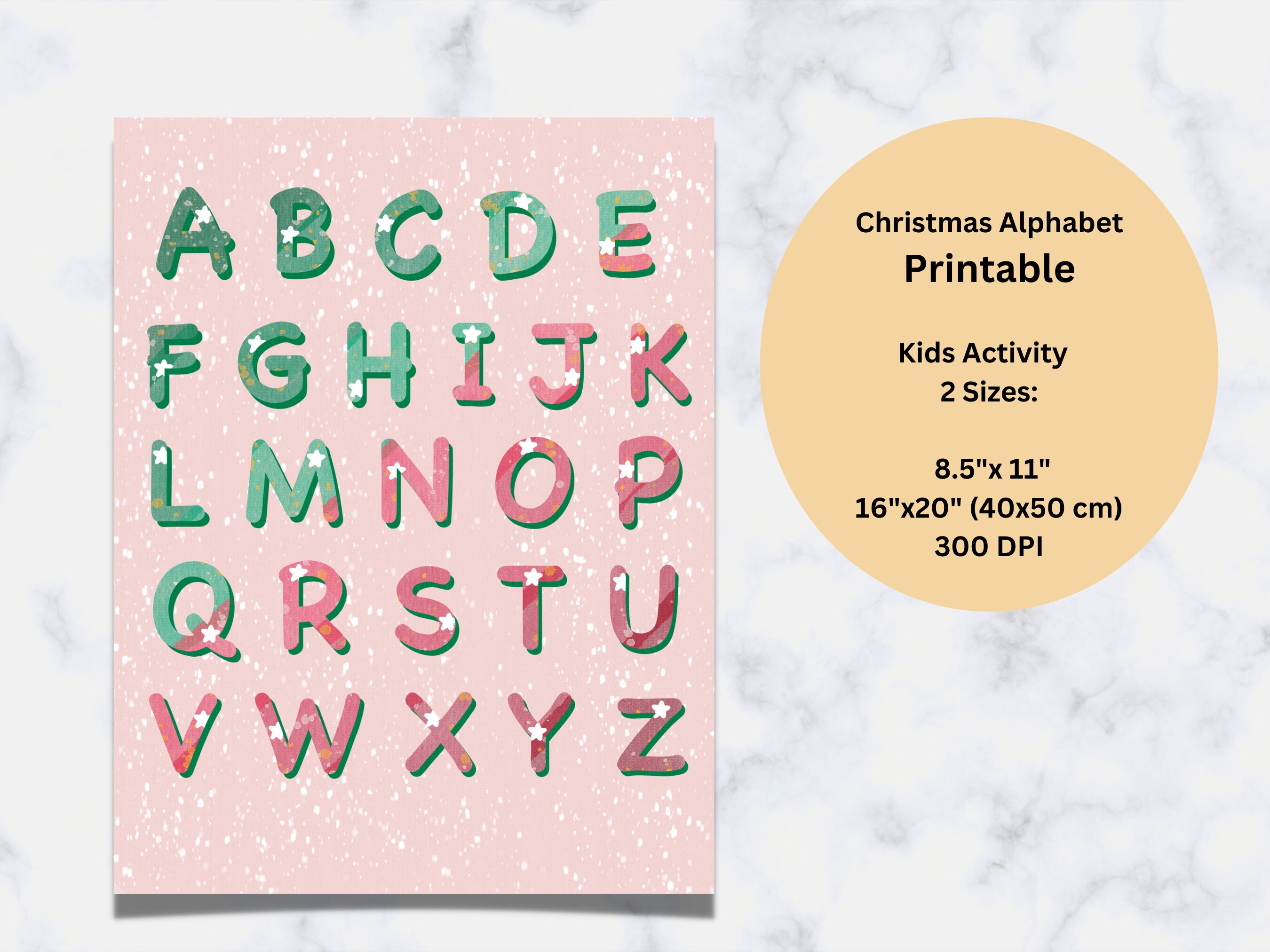 Alphabet Poster, Christmas Alphabet Printable, Kids Wall Art, ABC ...